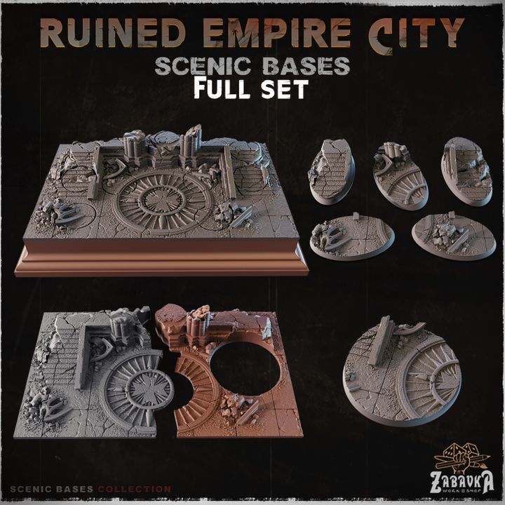 3D Printable Ruined Empire City - Scenic Bases (Full Set) by Zabavka Workshop